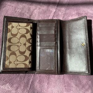 Coach | Bags | Coach Signature Leather Checkbook Wallet | Poshmark
